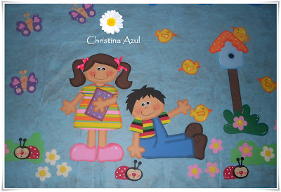 Christina Azul: Mural para sala de aula, em EVA - Bem-vindos