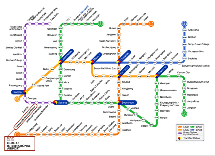Mapa del metro de Busan - Conmimochilacuestas