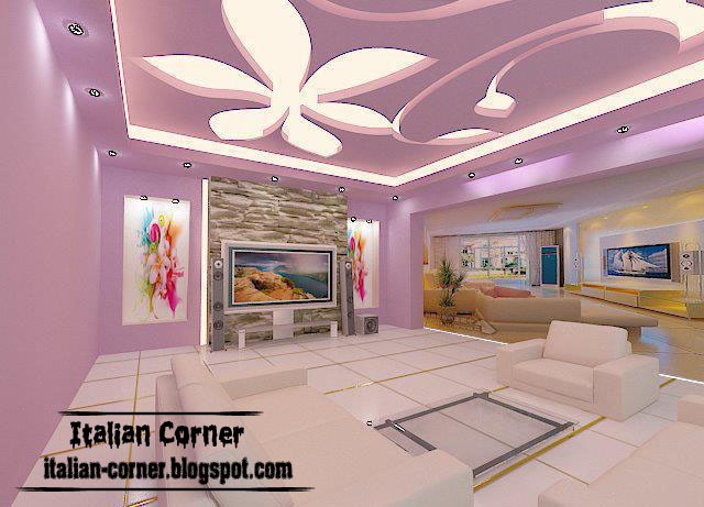 Italian gypsum ceiling interior design 2013 for living room
