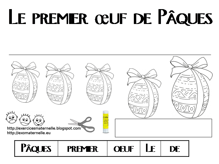 Maternelle: Le premier oeuf de Pâques, reconstituttion du titre