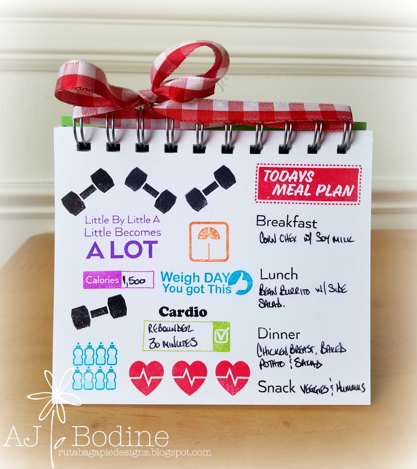 RutabagaPie Designs: JustRite Planner Diet & Exercise Desk Reminder