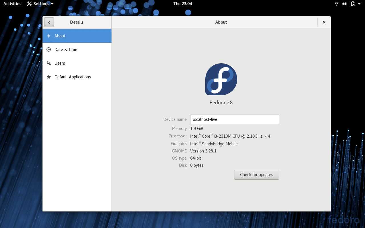 Fedora 28 Workstation screenshots