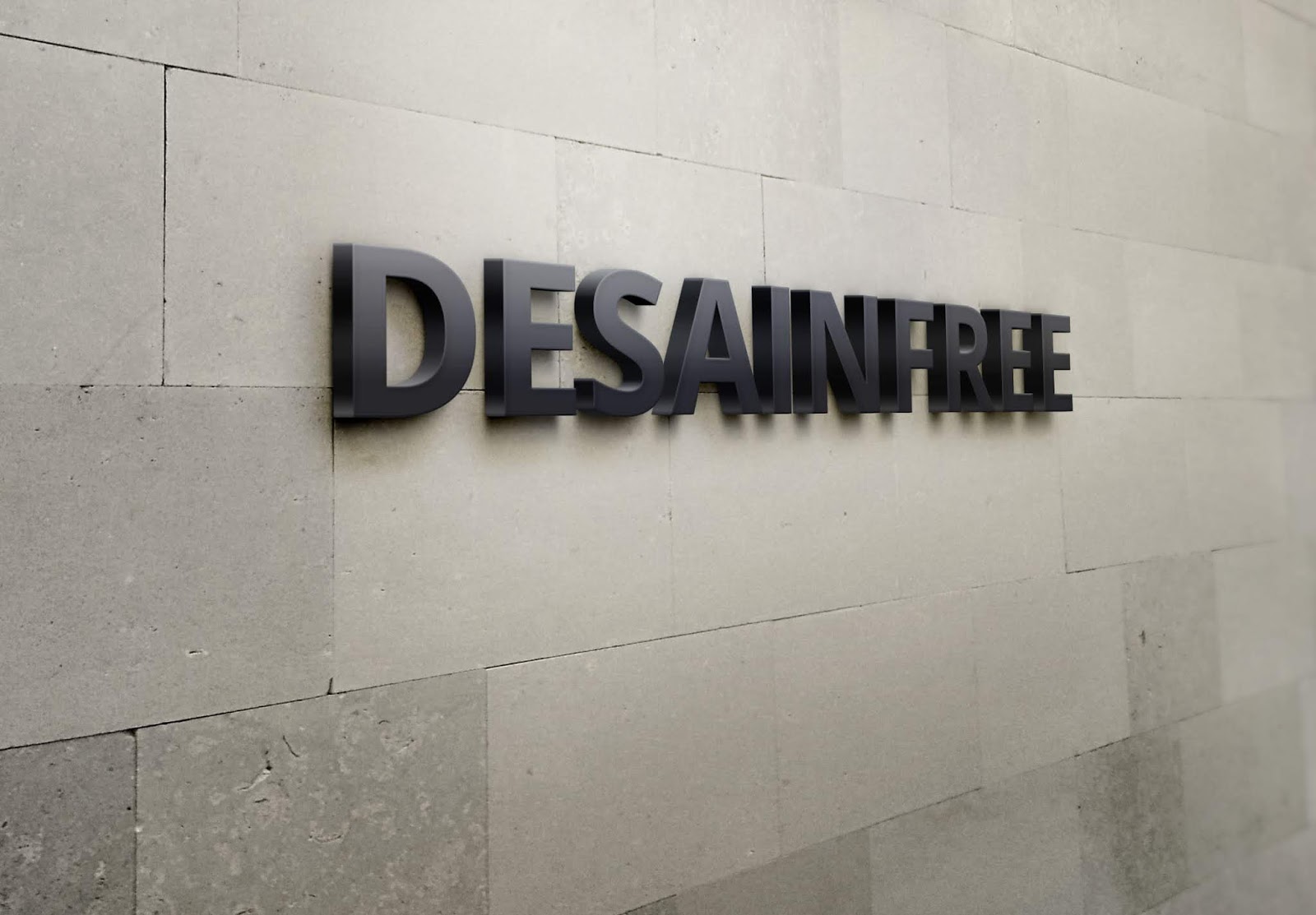 Desain MockUp Efek Teks 3D di Tembok PSD Free Download - Desain Free