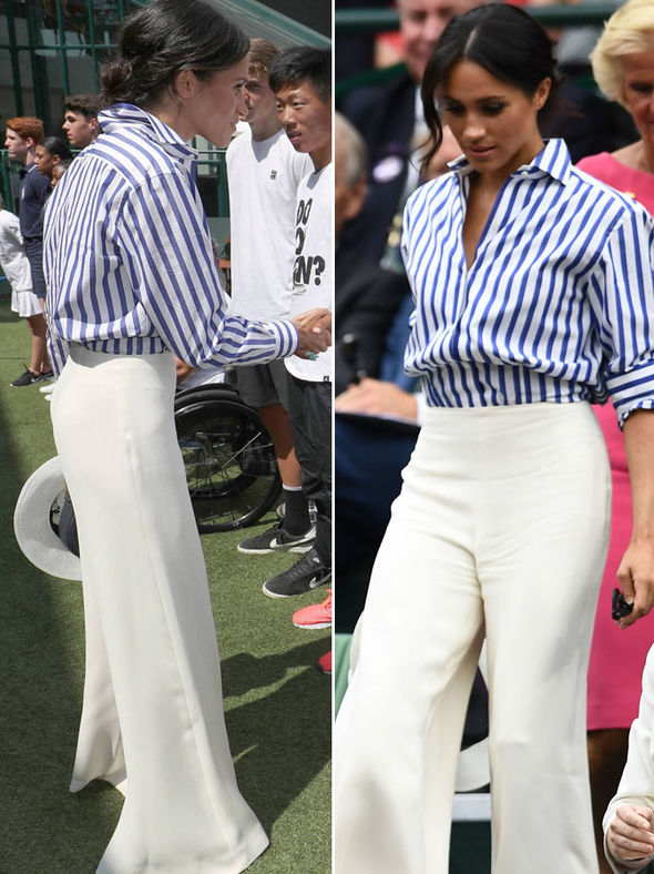 très chic!: Royal Style: Meghan Markle wears striped shirt and trousers ... très chic!: Royal Style: Meghan Markle wears striped shirt and trousers ...