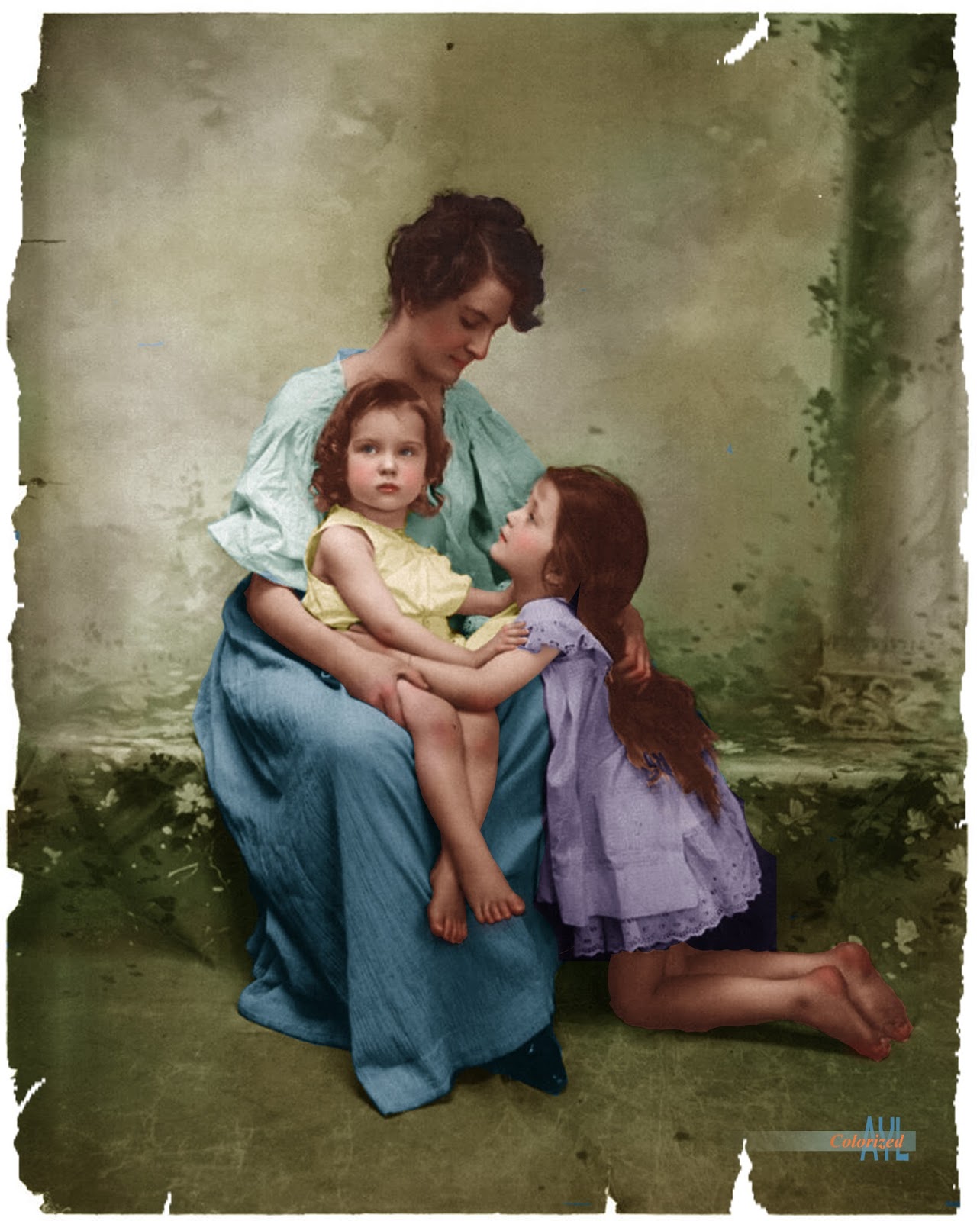 Colors for a Bygone Era: Mother and her Children, colorized from a ...
