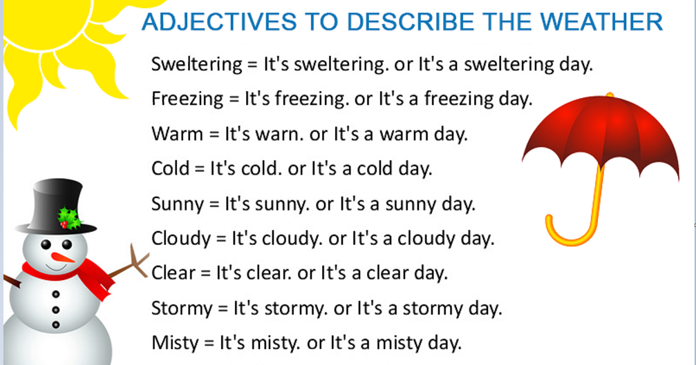 English lessons "Adjectives weather"