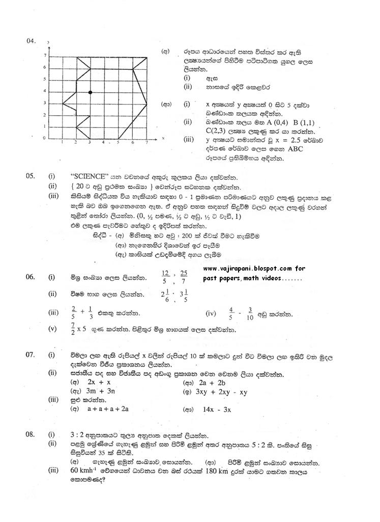 Past papers: Grade 7