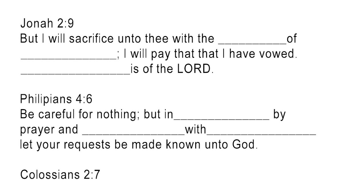 Thanksgiving Verses - Fill in The Blank