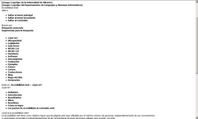 Accesibilidad en la Web: Versión de texto de una página web
