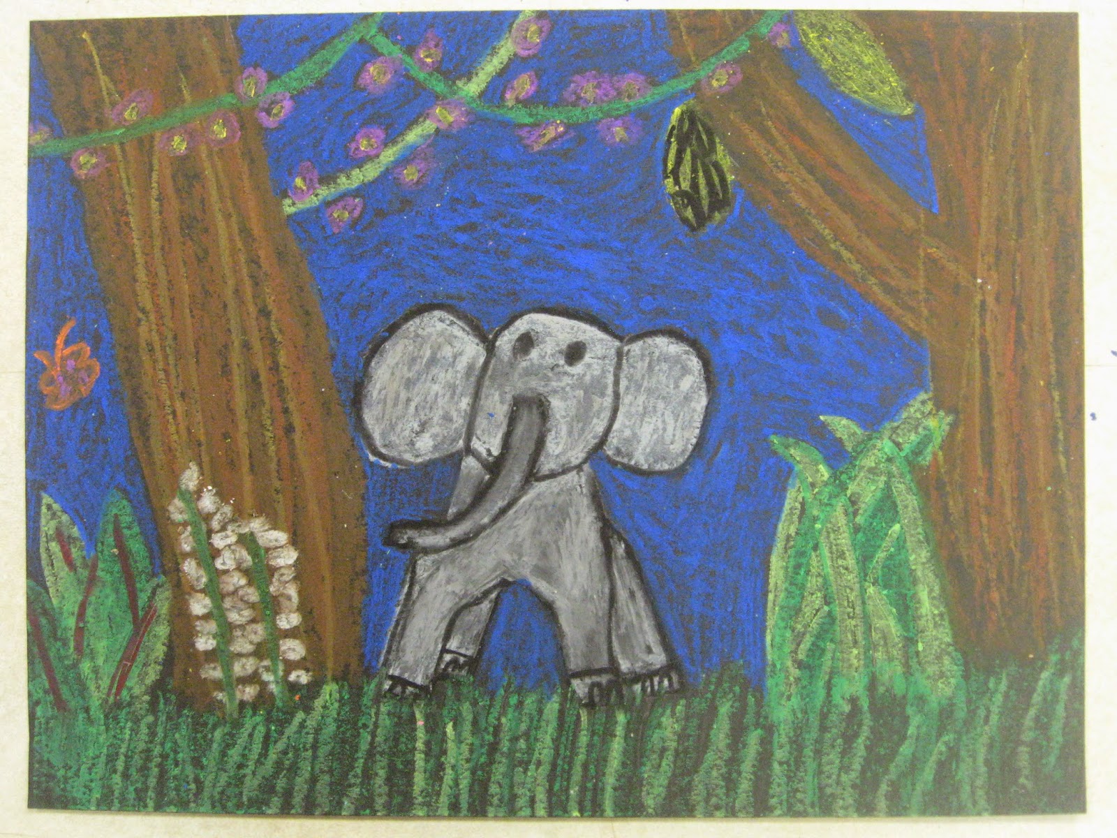 Miss Young's Art Room: 6th Grade Oil Pastel Jungle Scenes