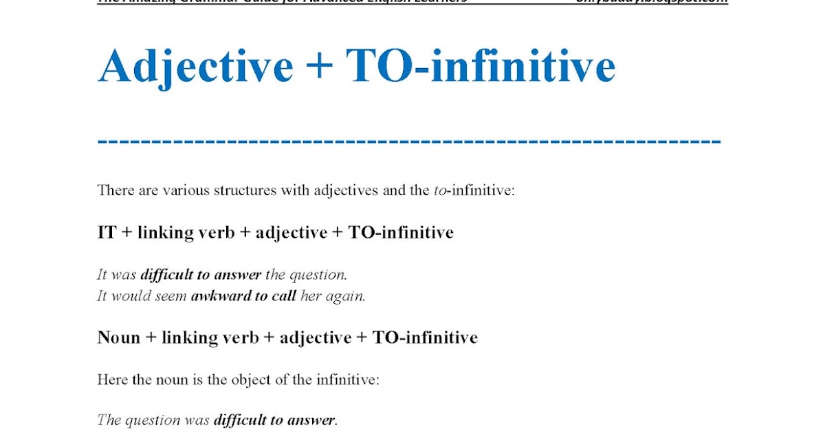 Study and Entertainment at Once: Adjective + TO-infinitive