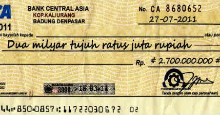 Pengertian Cek dan Jenis Cek | SNOPSUN