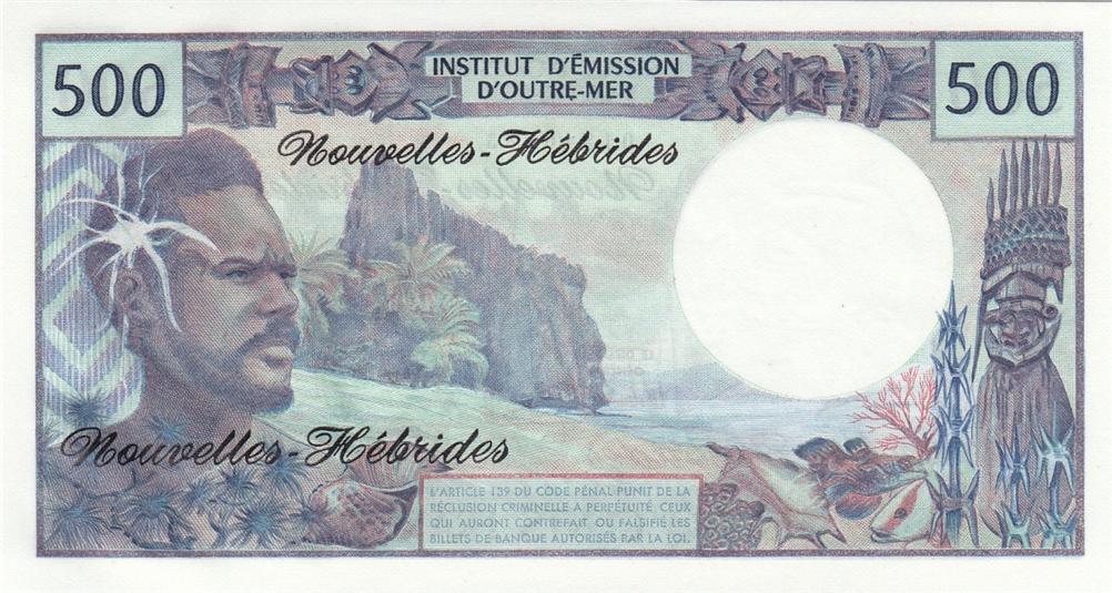 French Pacific Territories banknotes 500 Pacific Francs banknote 1970 ...