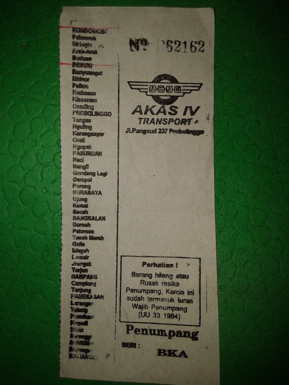 Caper Touring "One Stop Journey": Koleksi Karcis Bus