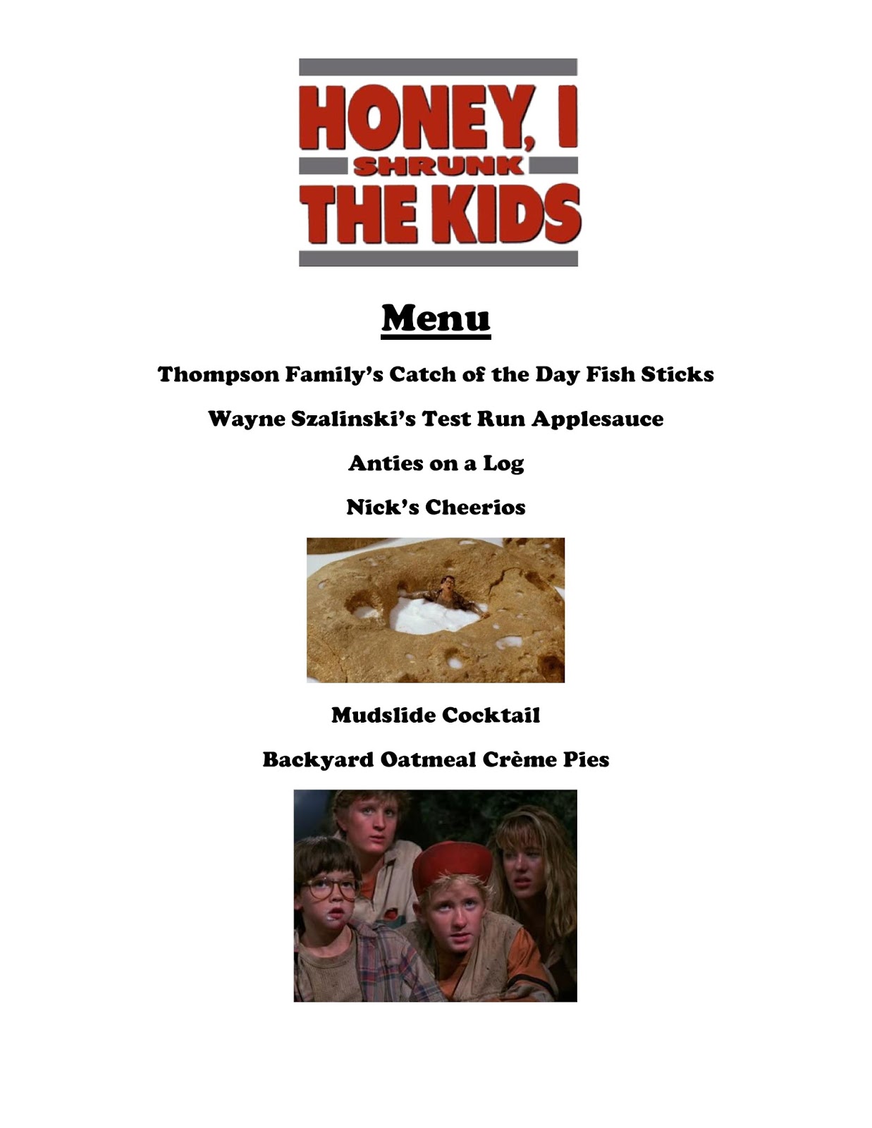 Reel Fancy Dinners: Honey, I Shrunk The Kids Dinner