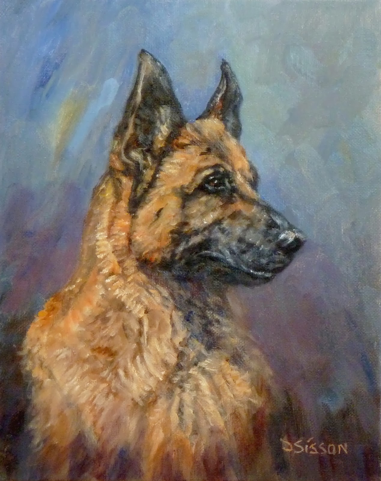 Daily Painting Projects: Loyal Shepherd Oil Painting Pet Portrait Dog ...