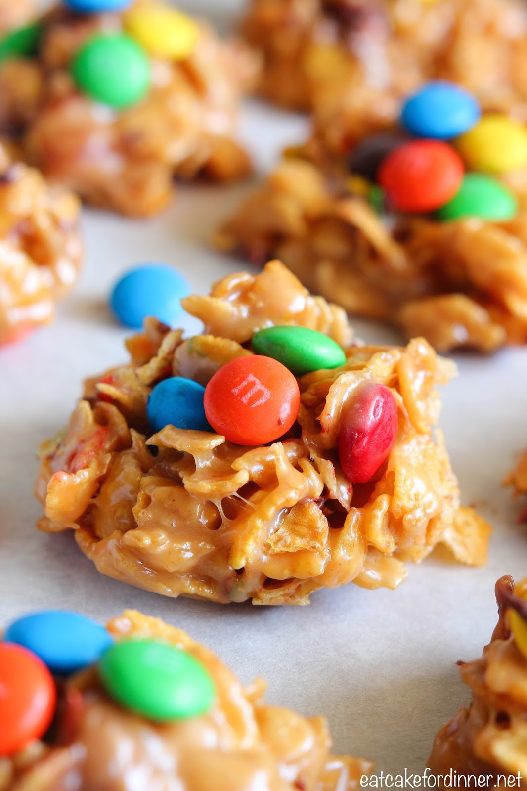Online Business: No-Bake Peanut Butter M&M Corn Flake Cookies