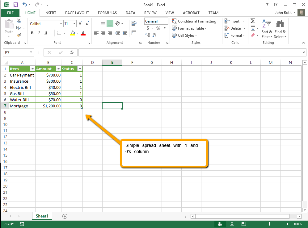 dripcode: Microsoft Excel Tip - changing 1 and 0's to Yes and No's