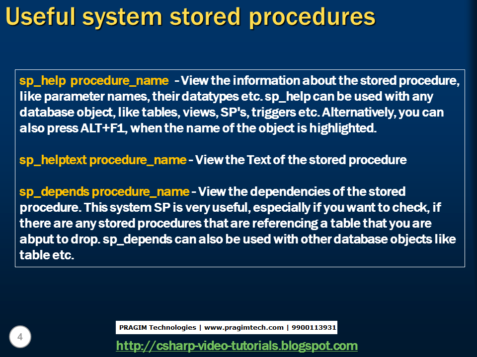 Sql Server Net And C Video Tutorial Part 19 Stored Procedures With Output Parameters