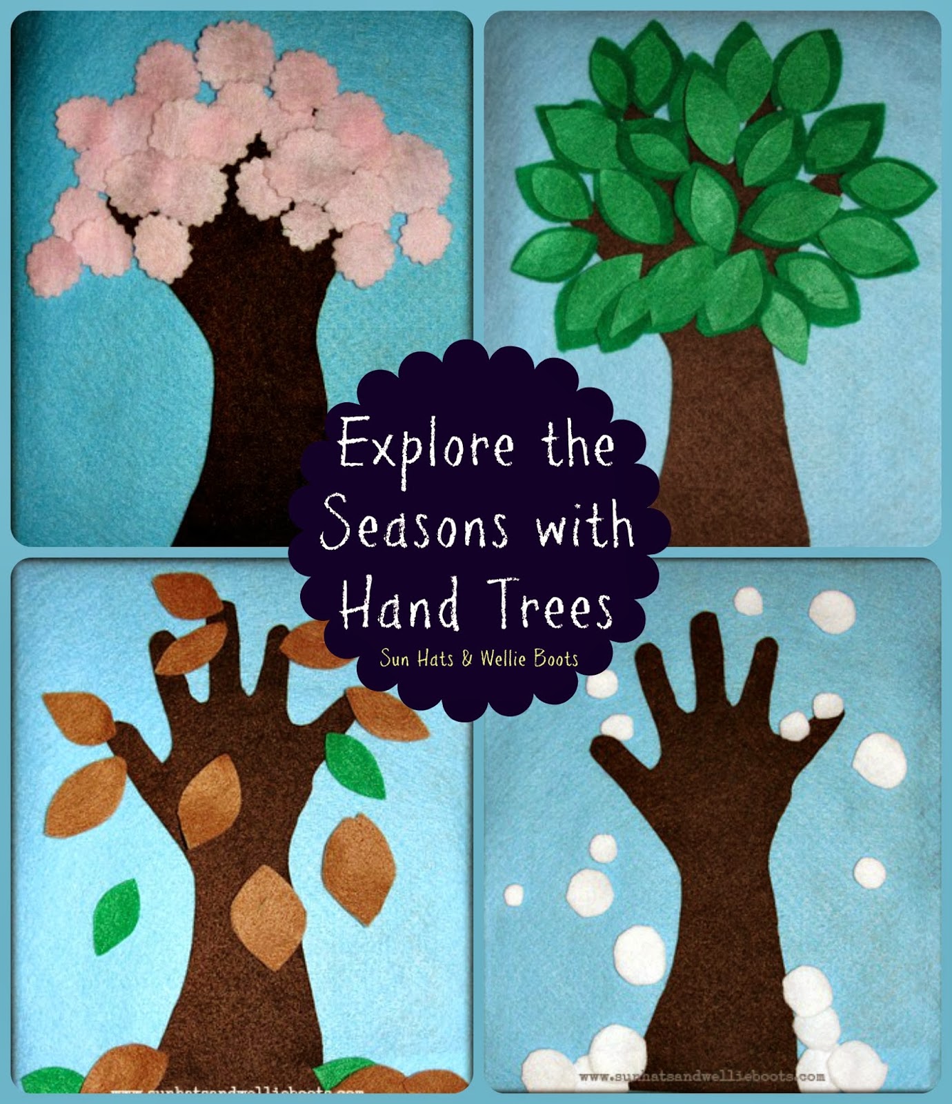 Sun Hats & Wellie Boots: Felt Hand Trees - Exploring the 4 Seasons