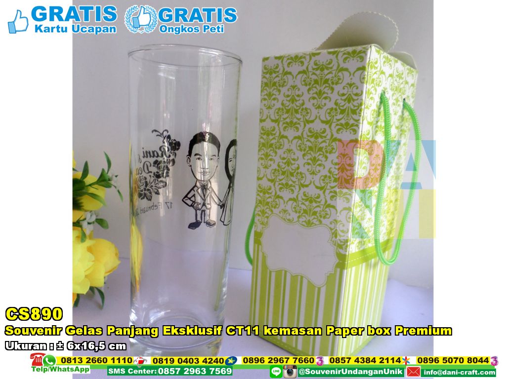 Souvenir Gelas Panjang Eksklusif CT11 Kemasan Paper Box Premium ...