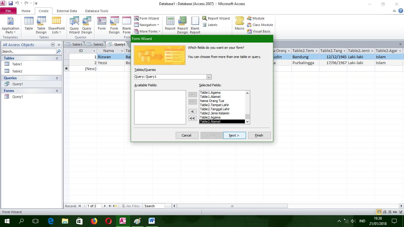 Cara Membuat Table, Query, Form dan Report pada Microsoft Acces