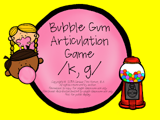 Bubble Gum Articulation Game for K and G