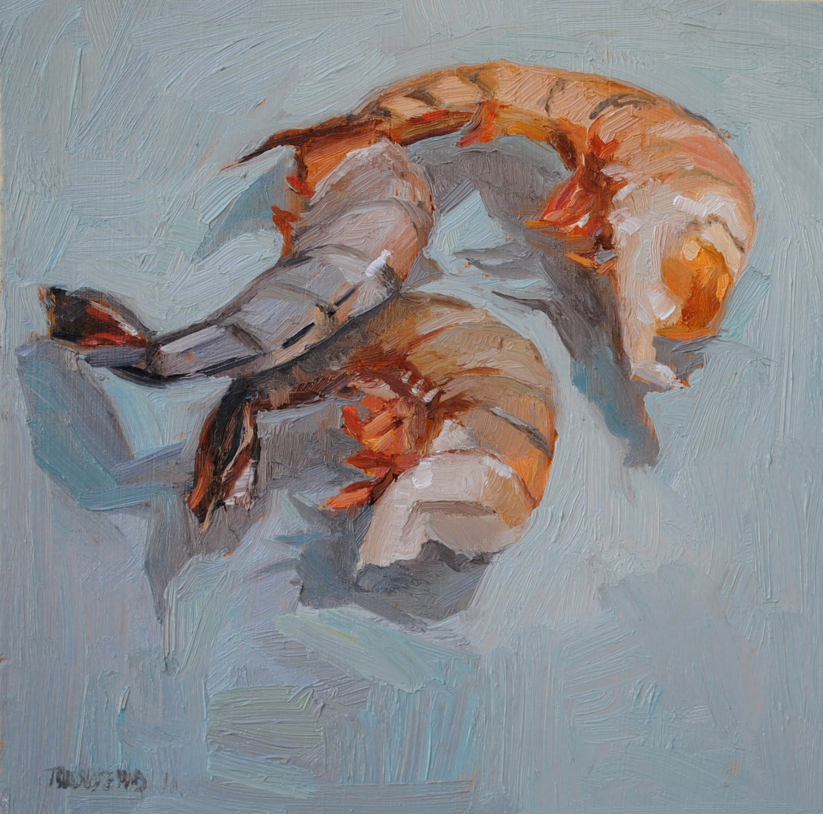Jean Townsend's Daily Painting: Three Shrimp
