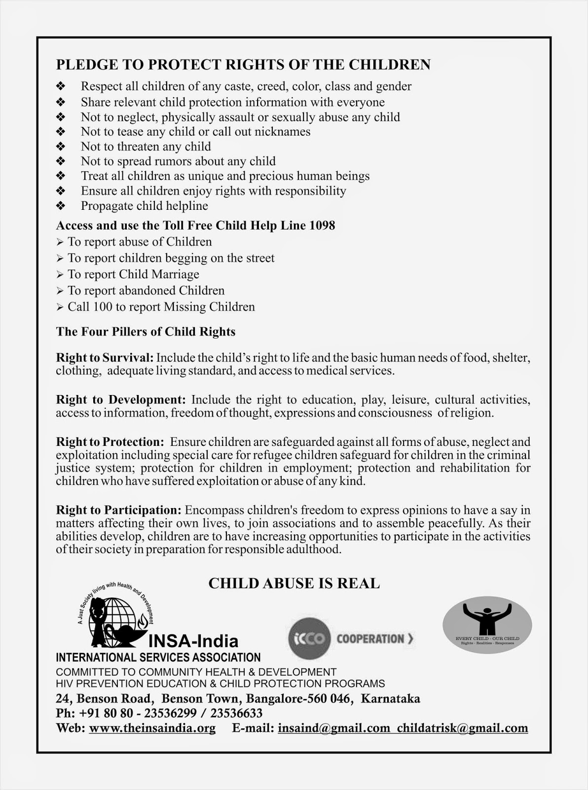 EVERY CHILD - OUR CHILD: Child Protection- Organizational PLedge, Good ...