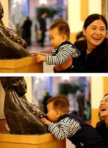 Check out this cute photos of toddlers with statues
