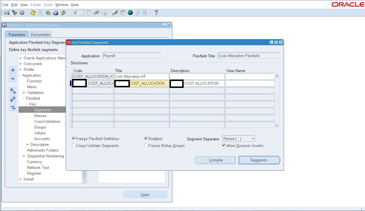 My Oracle World: How to find Cost Allocation Flexfield in Oracle HRMS