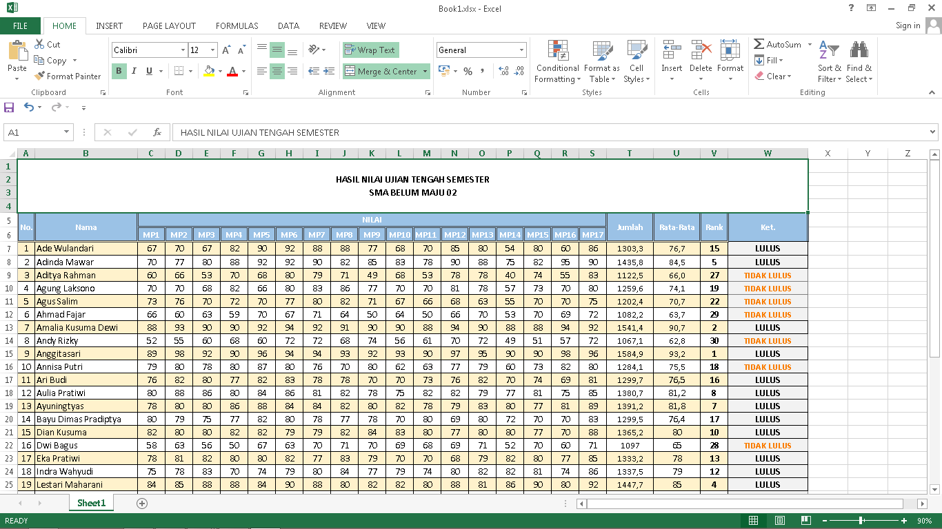 Komunikasi Pagi: PENGGUNAAN MS.EXCEL SEBAGAI PENILAIAN HASIL BELAJAR SISWA