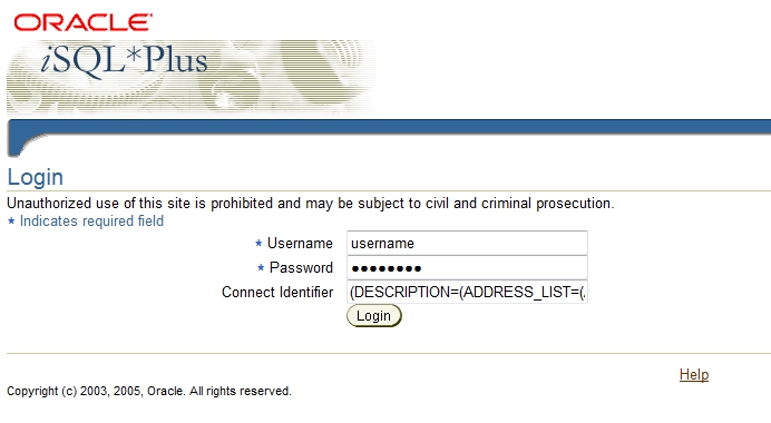 Oracle iSQL*Plus Overview ~ Defron.org: Technology, Security, Privacy