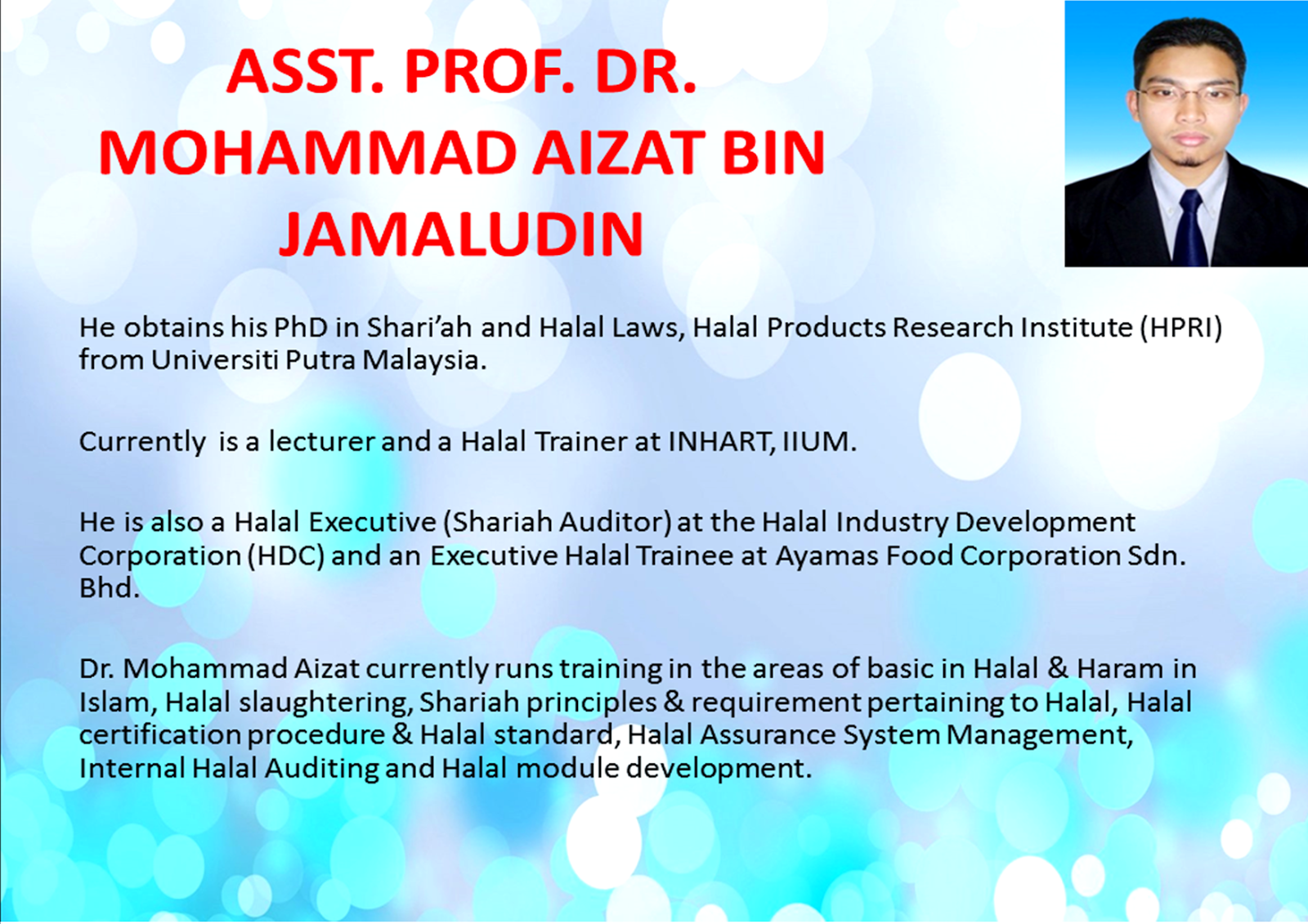 Consultants ~ Halal Industry Training