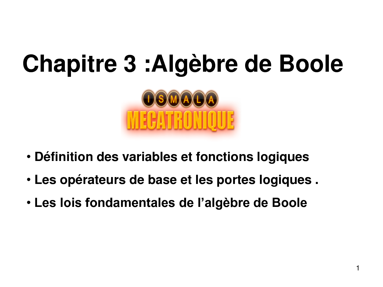 ALGÈBRE DE BOOLE | MECATRONIQUE
