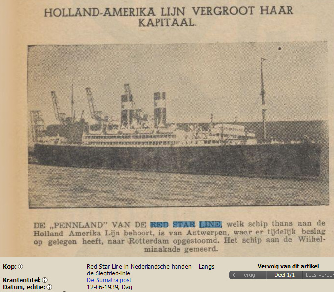 Red Star Line: Holland-Amerika Lijn Vergroot Kapitaal