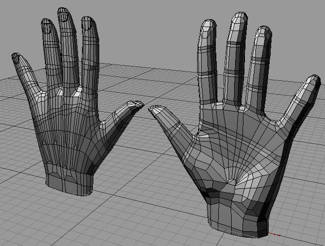 Hand topology - modelling, texturing, rendering, animation tutorial