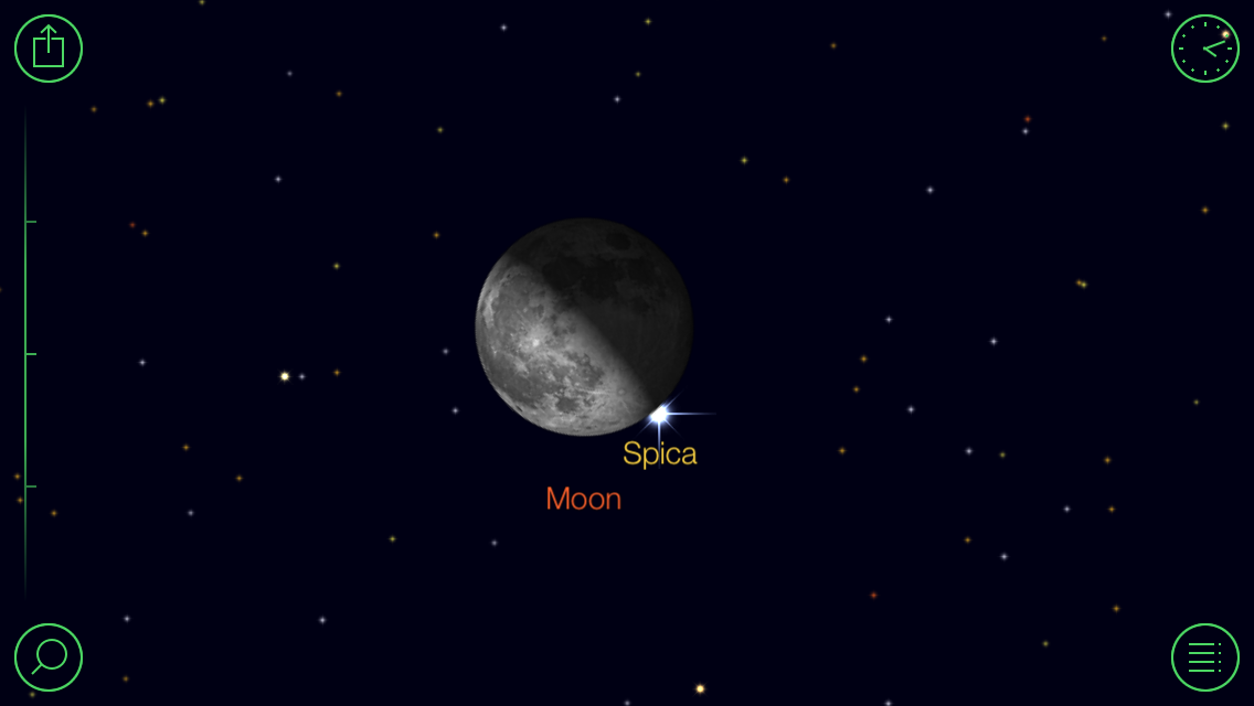 Moon Alongside Spica, January 23, 2014 [Stellar Neophyte Astronomy Blog]