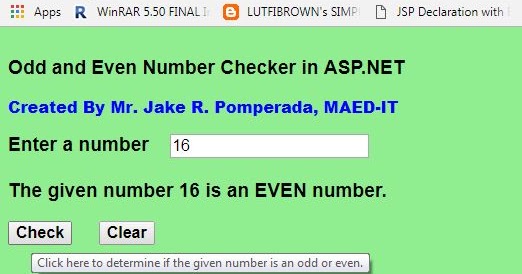 Free Programming Source Codes And Computer Programming Tutorials Odd And Even Number Checker In