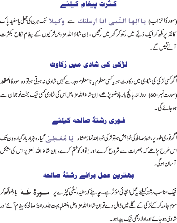 Ladki Ki Shadi Main Rukawat ~ Islamic and Qurani Wazaif In Urdu Ladki Ki Shadi Main Rukawat ~ Islamic and Qurani Wazaif In Urdu