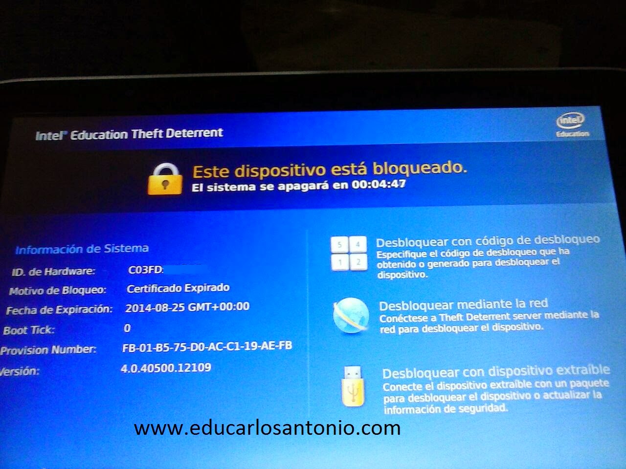 EduCarlosAntonio: Actualizacon Desbloquear Tablet MX por Intel Education theft