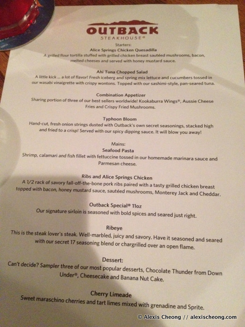 Food Review: Outback Steakhouse at Millenia Walk - alexis blogs