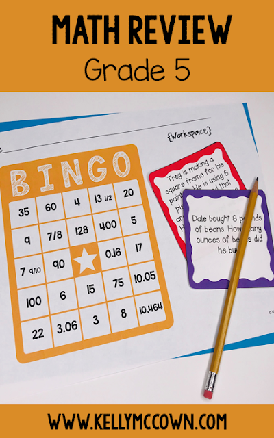 Kelly McCown: End of Year Math Review BINGO Game Grade 5