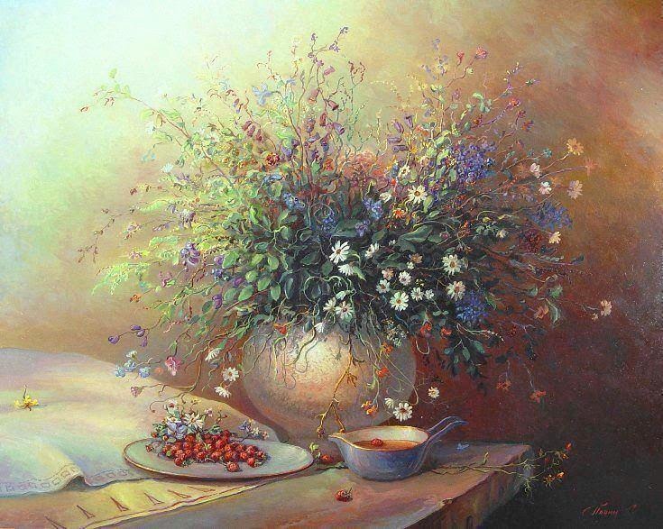 Maher Art Gallery: SERGEY PANIN ANATOLEVICH.NATYURMORTY WITH FLOWERS