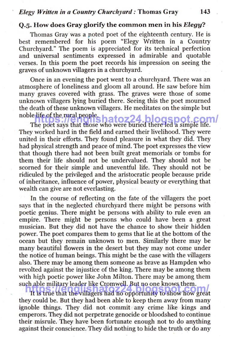 Board Questions with Answers (Elegy written in a country churchyard ...