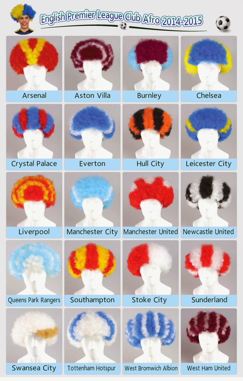 FlagWigs: English Premier League Afro 20 Club Team Chelsea Manchester ...