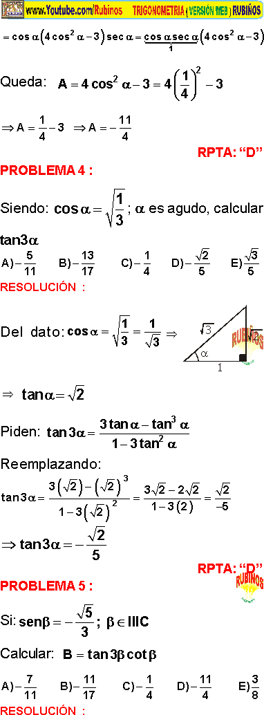 IDENTIDADES DEL ANGULO TRIPLE EJERCICIOS RESUELTOS DE TRIGONOMETRIA PDF