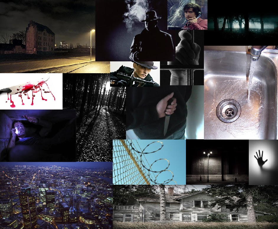 As Media Course: Iconography collage representing a Thriller Genre