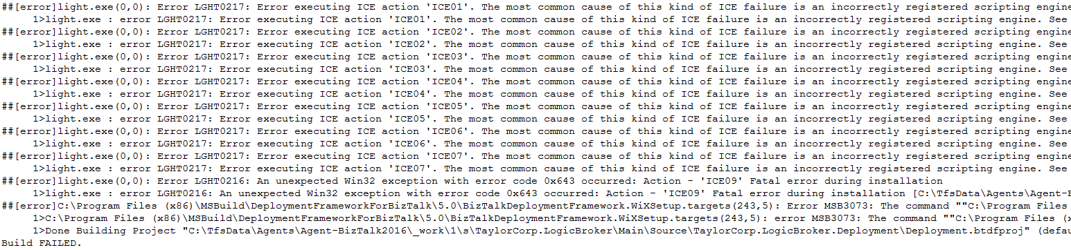 Practical Biztalk Tfs Build Error Works In Command Prompt Doesn T Work In Tfs Build Definition