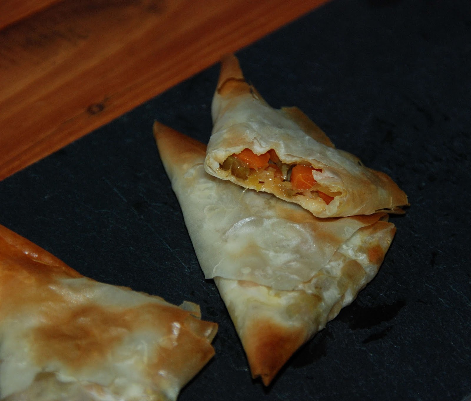 Triángulos de pasta filo rellenos de verduras con soja | PATRICIETAS ...